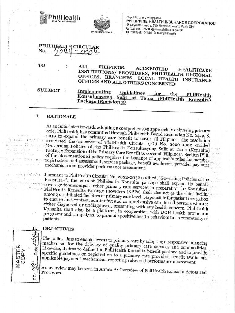 PC 2024 0002 - PhilHealth Konsulta Revision 3 | PDF