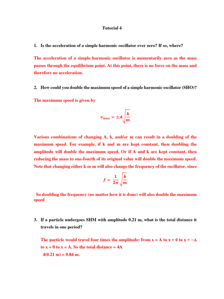 Tutorial 4 - Solutions - Vibrations and Waves | PDF