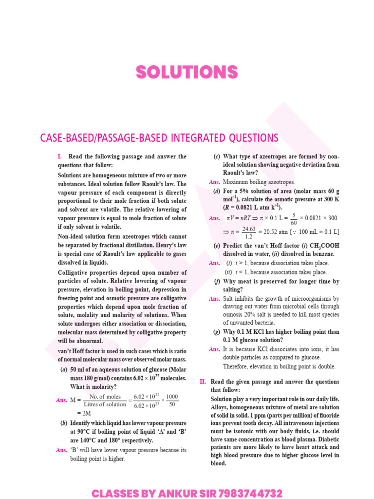 Case Based Question Solutions | PDF | Continuum Mechanics | Chemistry