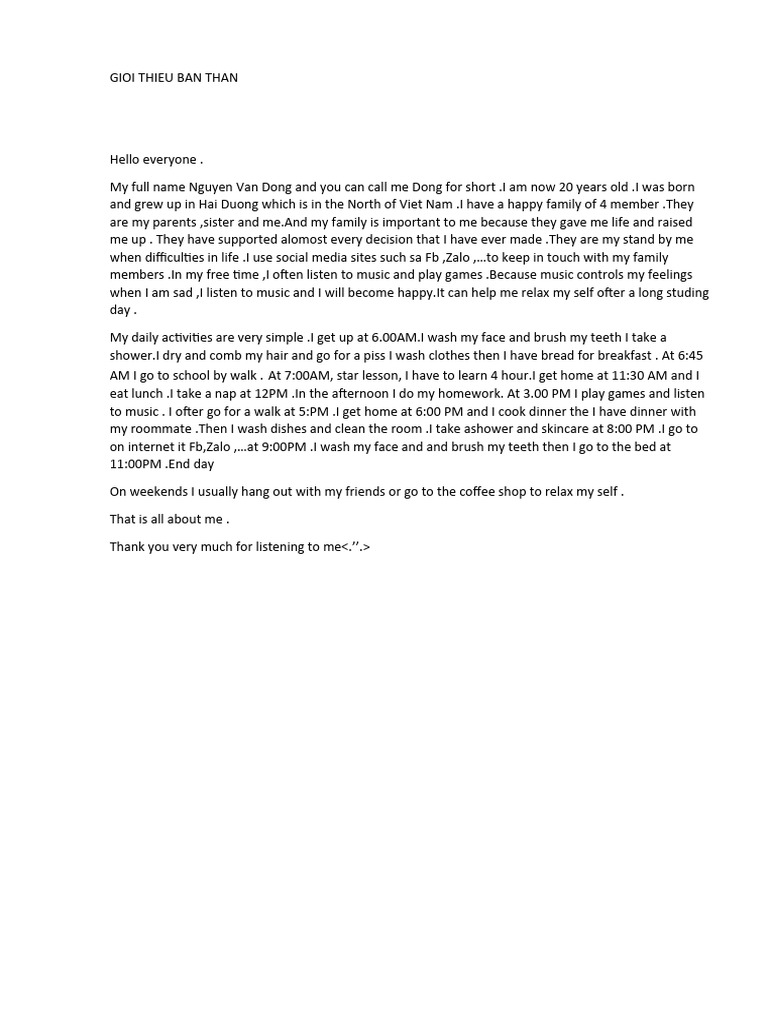 GIOI THIEU BAN THAN | PDF