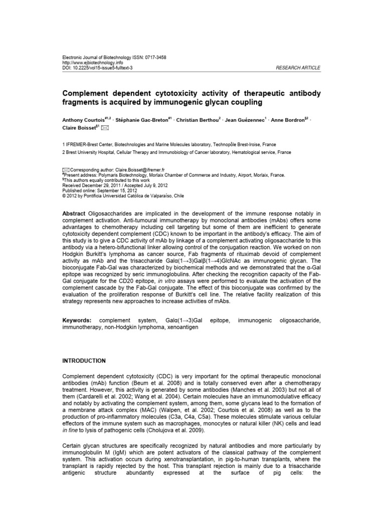 Complement Dependent Cytotoxicity Activity of Therapeutic Antibody ...