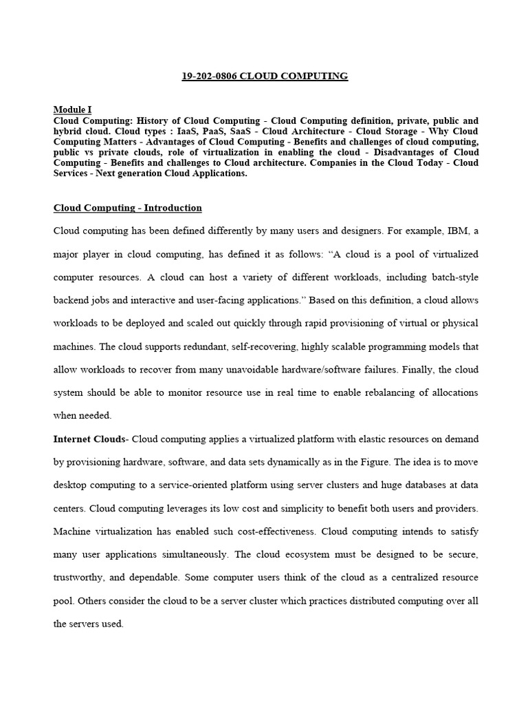 Module 1 Notes 1 Pdf Cloud Computing Software As A Service