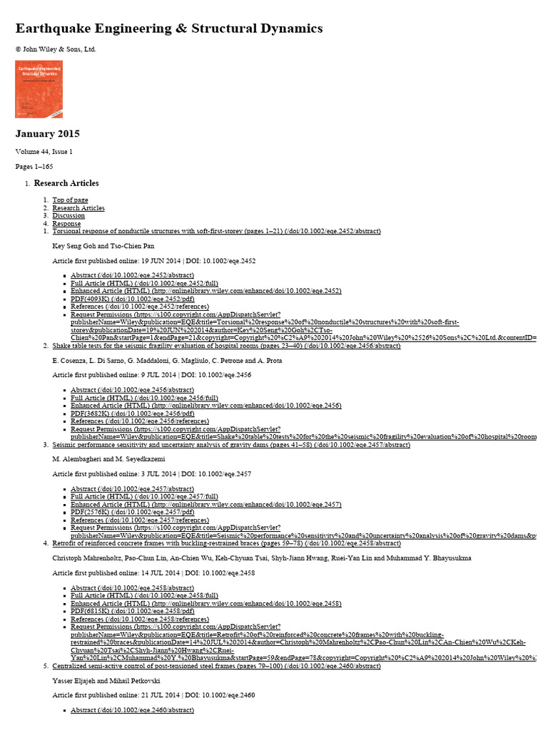 Earthquake Engineering & Structural Dynamics | PDF | Structural Engineering | Solid Mechanics