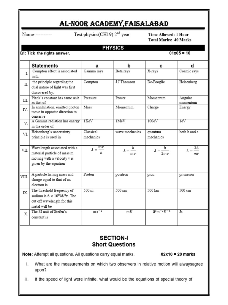 2nd year ch 19 phy | PDF | Light | Electron