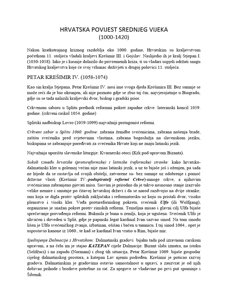 HRVATSKA POVIJEST SREDNJEG VIJEKA-novo | PDF