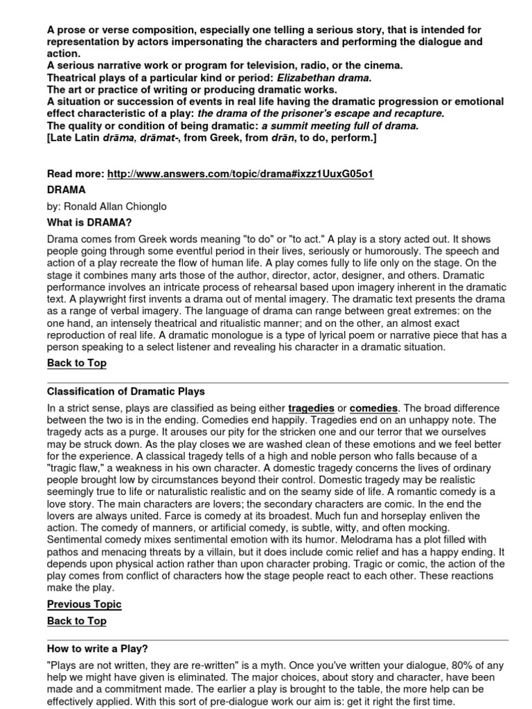 Drama | Play (Theatre) | Storytelling