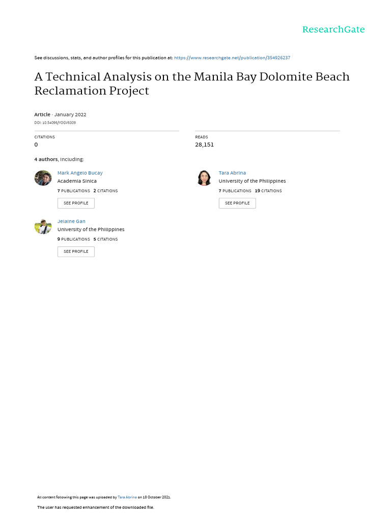 A Technical Analysis On The Manila Bay Dolomite Be | PDF | Coast | Manila