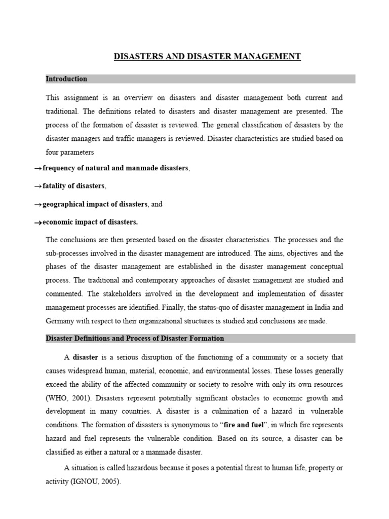 Overview of Disasters and Management | PDF