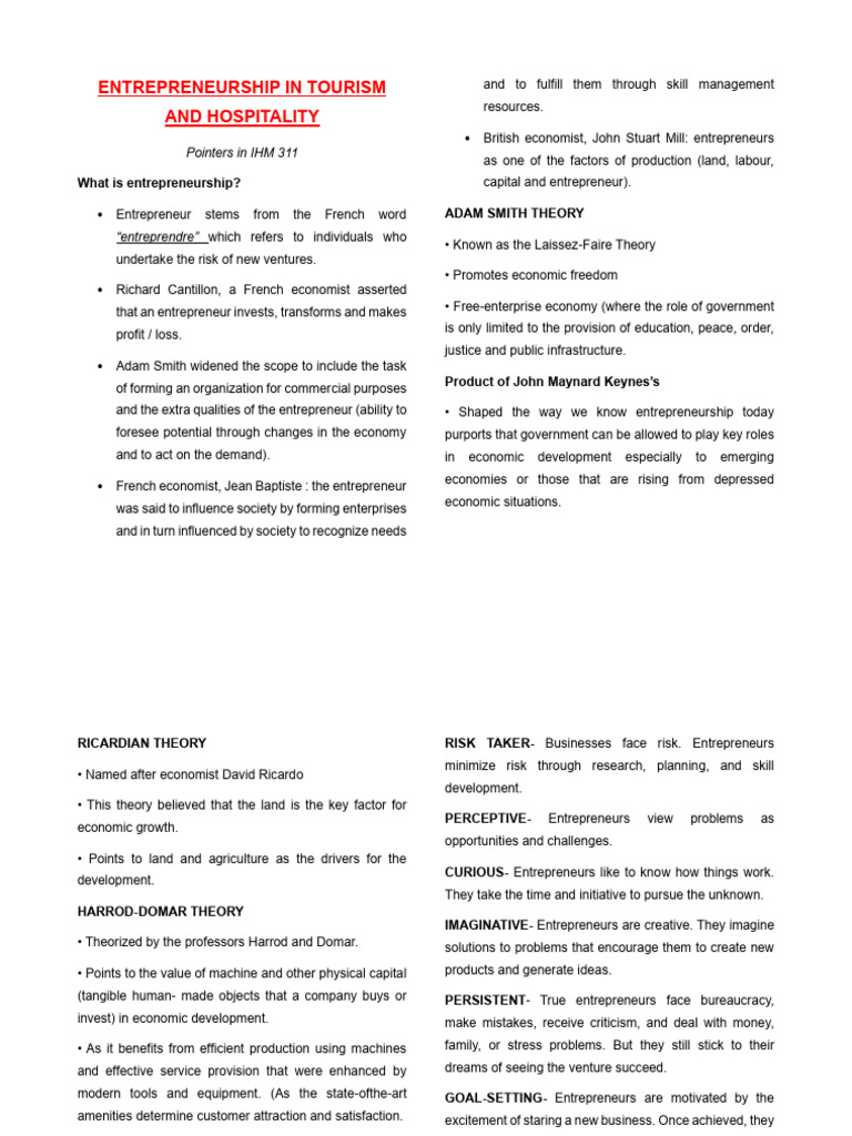 Entrepreneurship in Tourism and Hospitality Pointers 2 | PDF ...