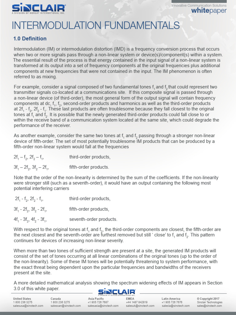 Intermodulation Fundamentals White Paper | PDF | Telecommunications Engineering | Electricity