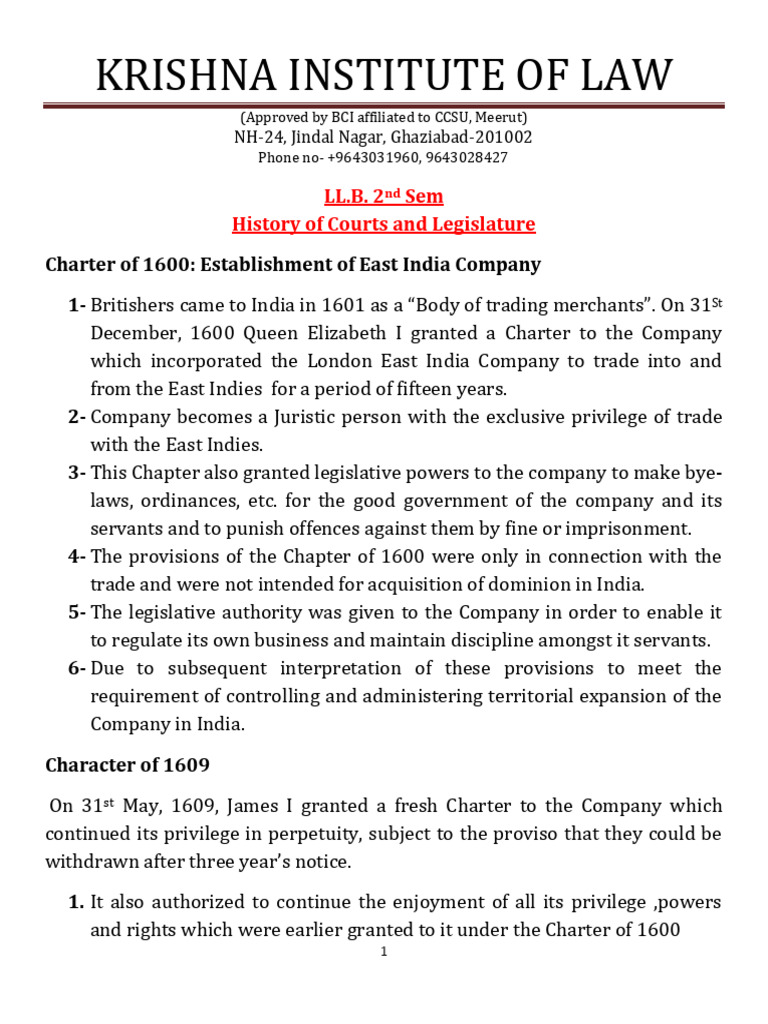 Indian Legal History: 2nd Sem Notes | PDF | Judge | Jurisdiction
