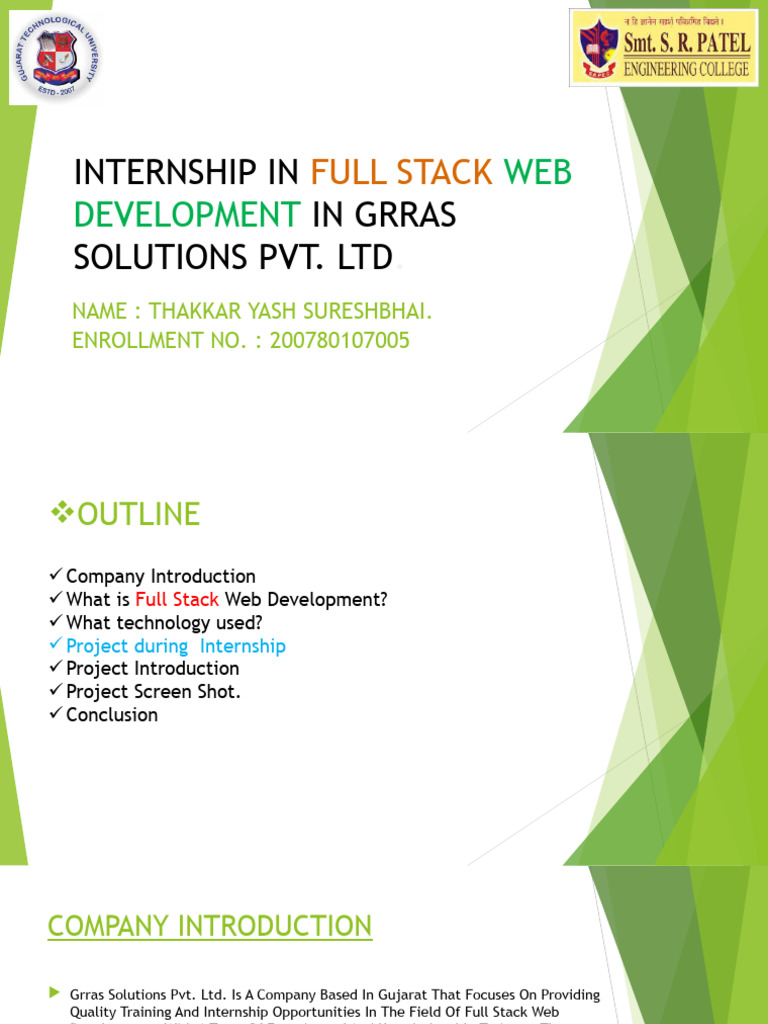 Internship Presentation 20CE05 | PDF | Web Development | World Wide Web