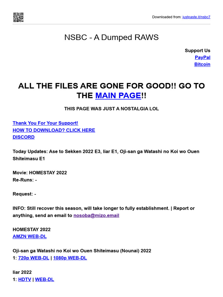 NSBC - A Dumped Raws: All The Files Are Gone For Good!! Go To THE !! | PDF | Video | Media Formats