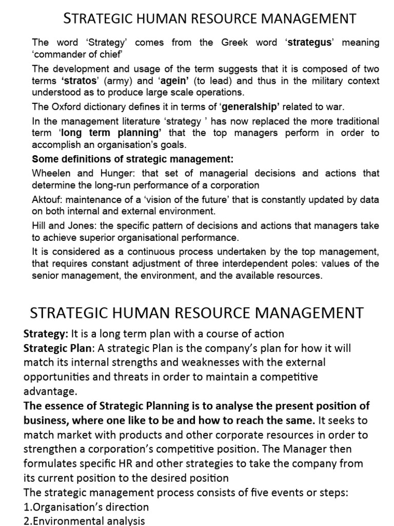 Strategic HRM | PDF | Strategic Management | Human Resource Management