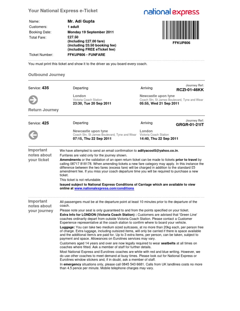 Your National Express e | PDF | Ticket (Admission) | Transport