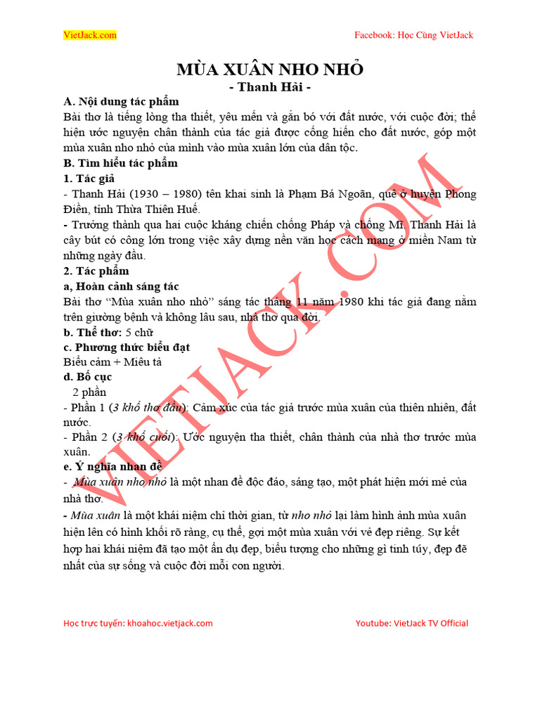 Tac Gia Tac Pham Mua Xuan Nho Nho | PDF