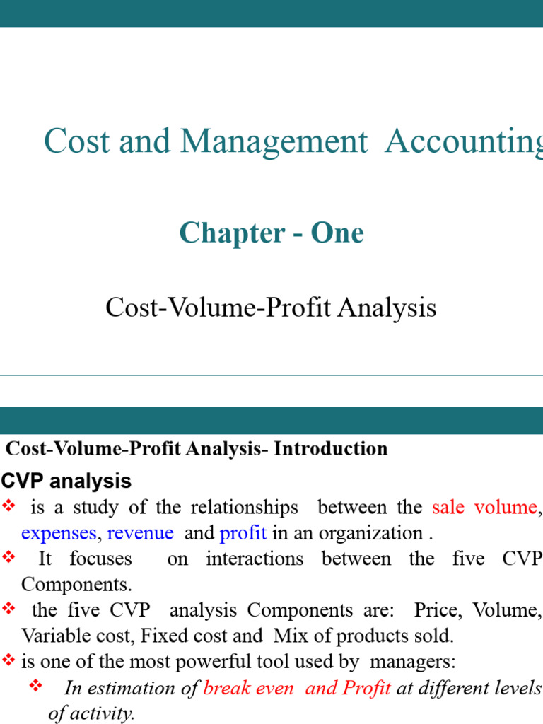 CMA II - Chapter 1, CVP Relationships | PDF | Economics | Management Accounting