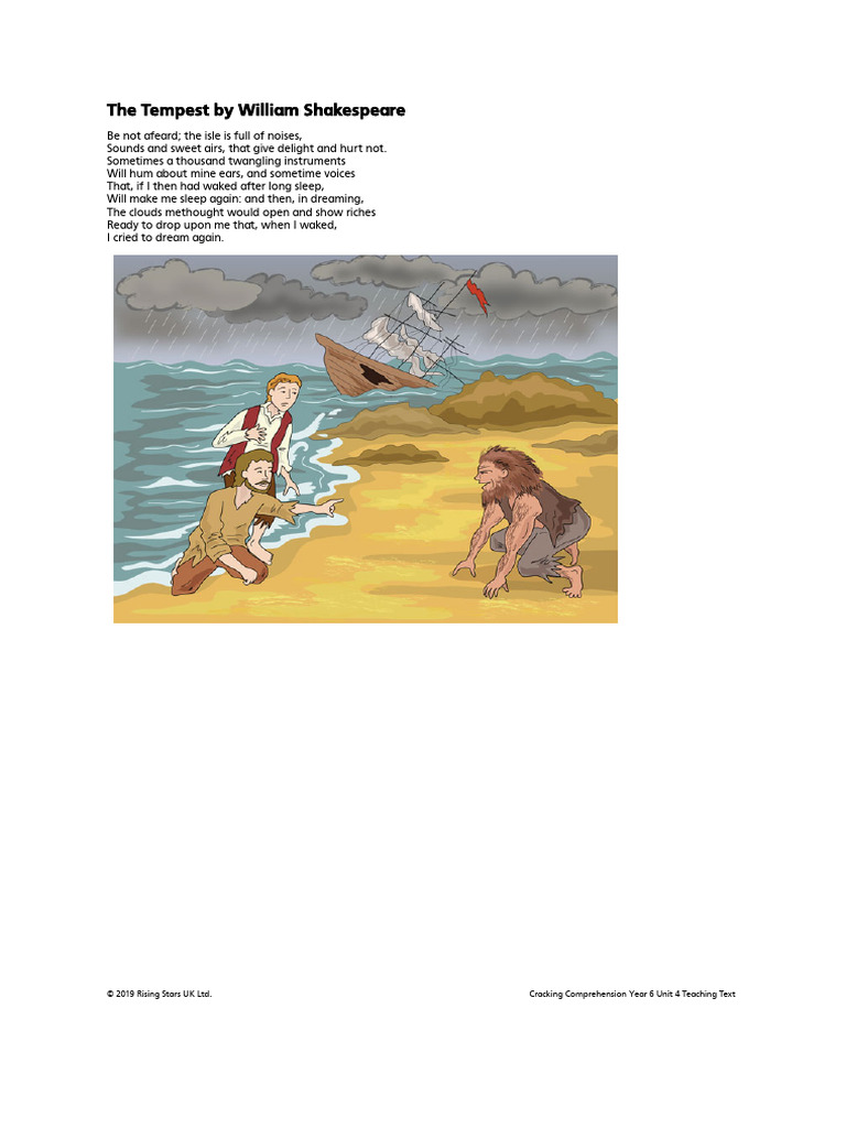 Year 6 Comprehension: The Tempest Analysis | PDF