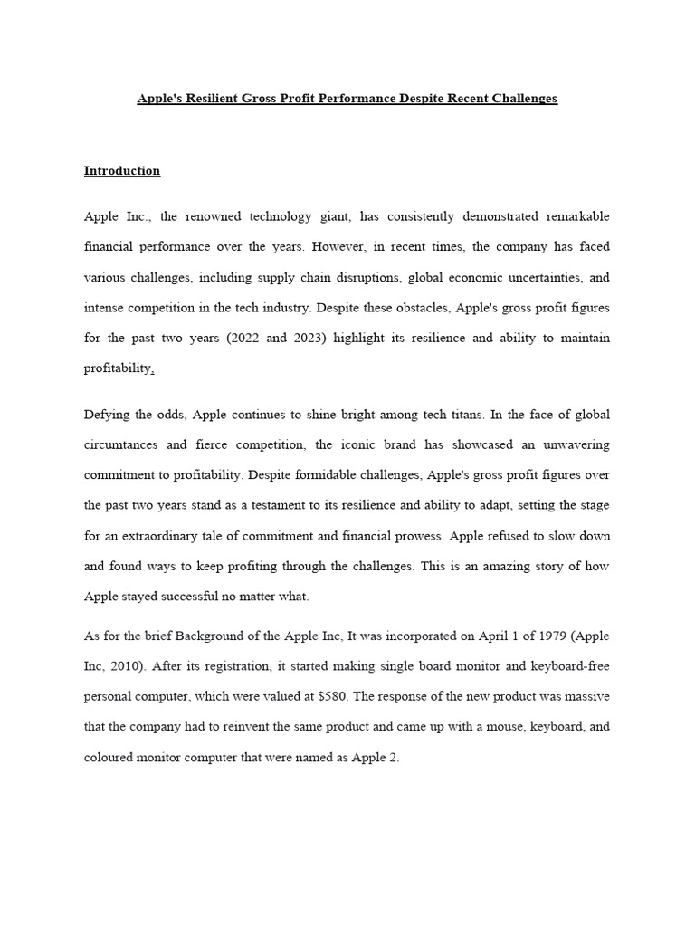 Apple's 2023 Gross Profit Resilience | PDF | Apple Inc. | Innovation