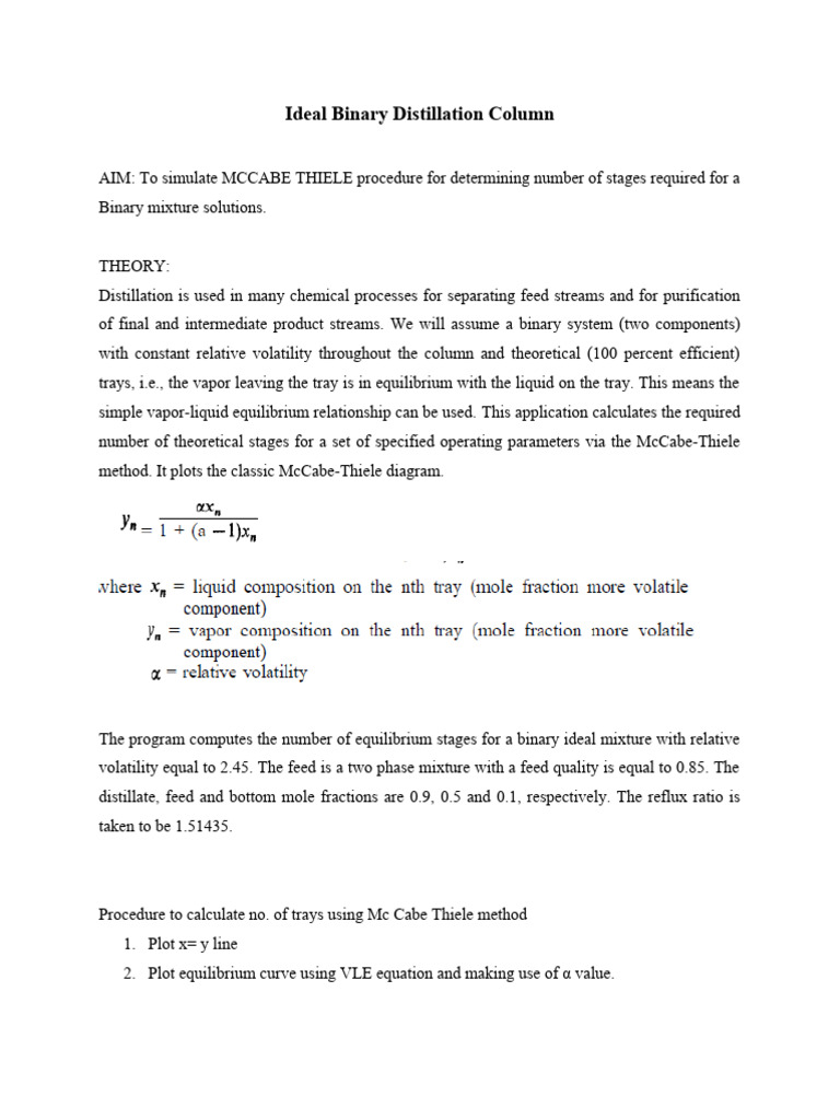 PMS Experiment 8-Distillation Column | PDF | Chemistry | Chemical ...