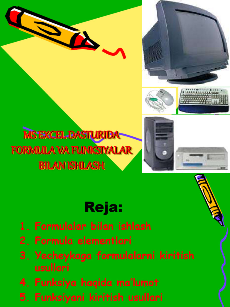Ms Excel Dasturida Formula Va Funksiyalar Bilan Ishlash | PDF