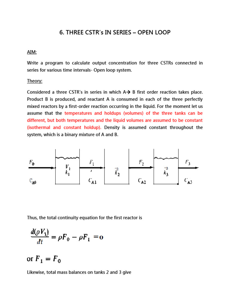 PMS Experiment 7 - CSTR Openloop-1 | PDF | Chemical Reactor | Chemical ...
