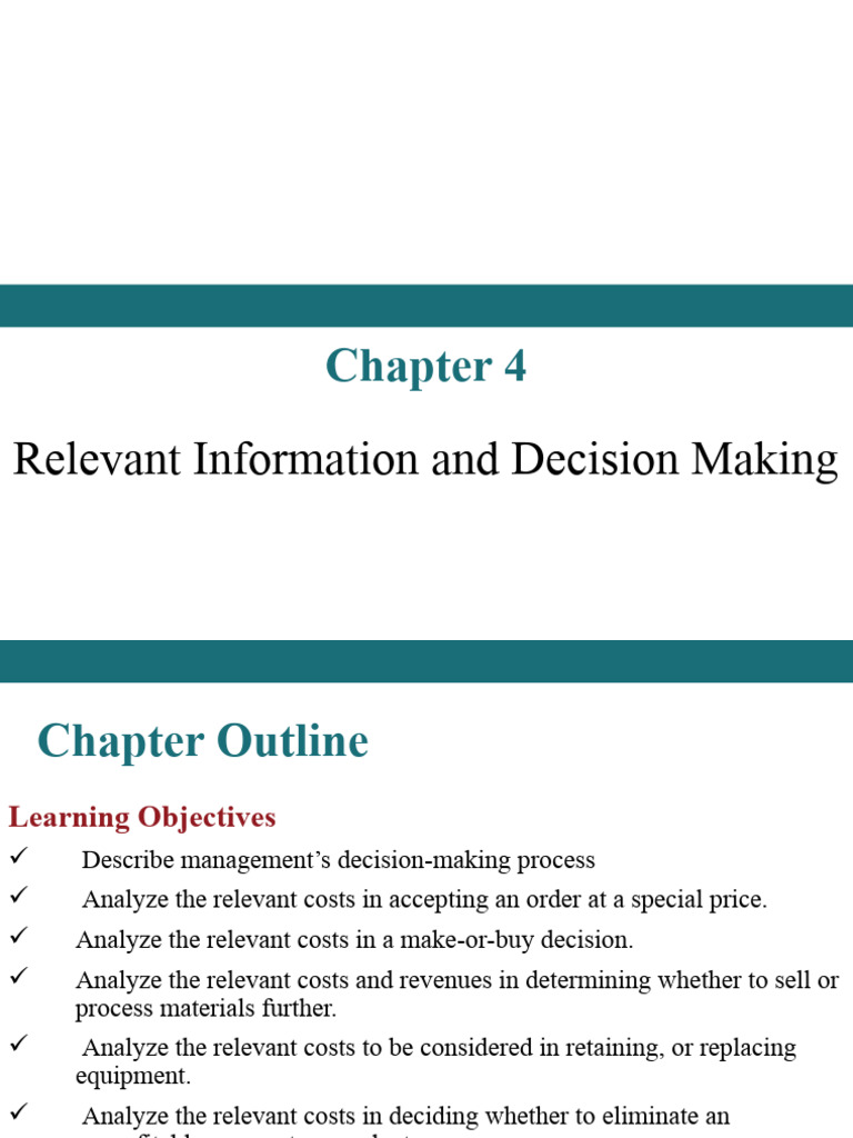 CMA II Chapter 5, Relevant Information & Decision Making | PDF ...