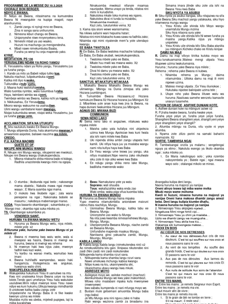 Programme de La Messe Du 10-1 | PDF
