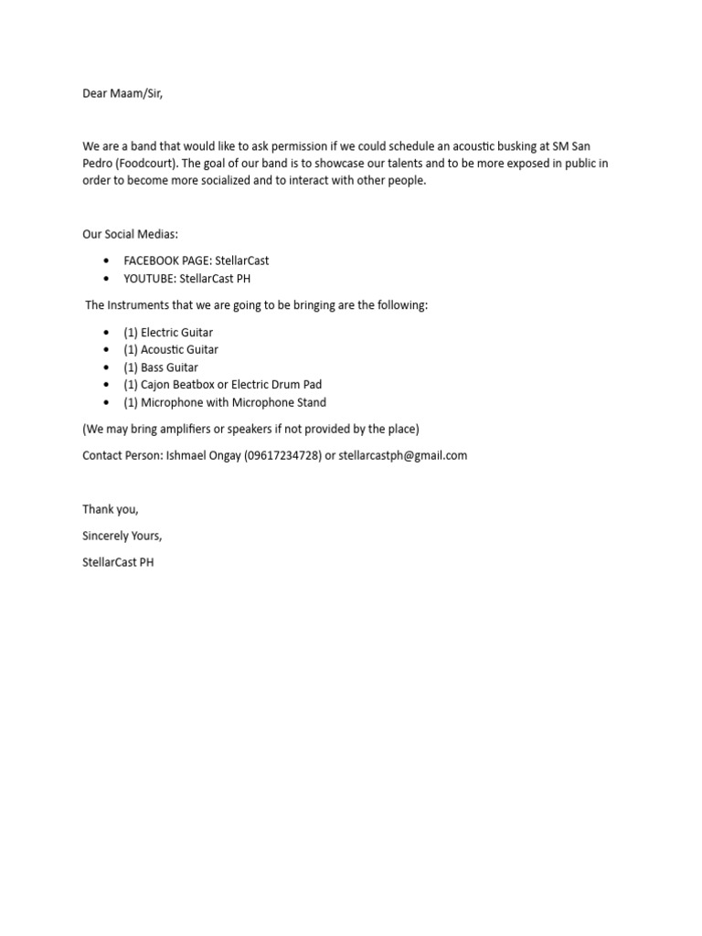 Busking Permit Request for StellarCast | PDF