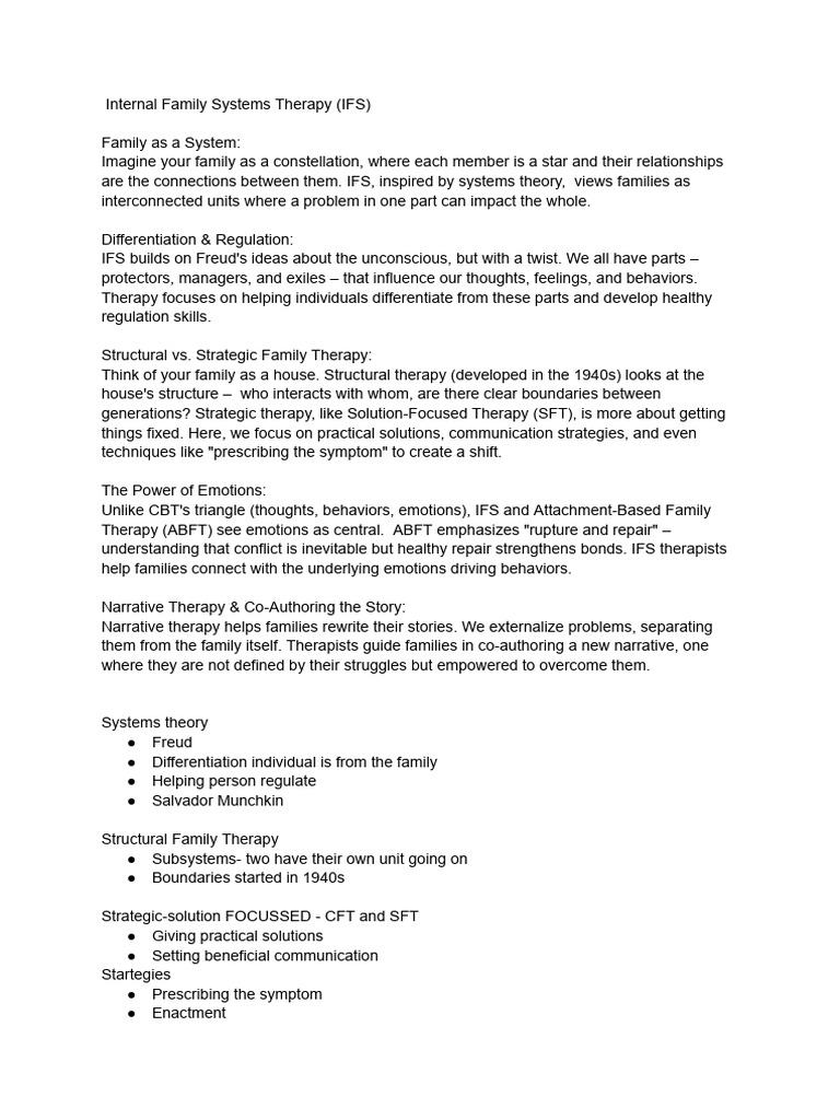 Internal Family Systems Notes | PDF | Psychotherapy | Family Therapy Internal Family Systems Notes | PDF | Psychotherapy | Family Therapy