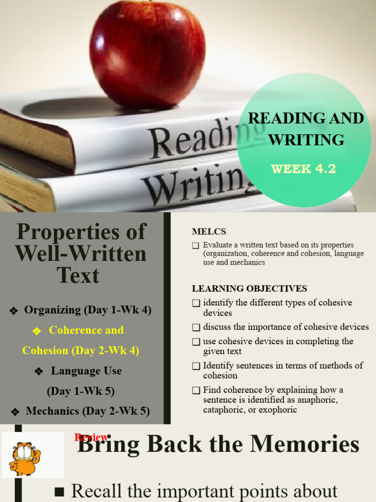 WK4 - DAY 2 - Patterns of Written Text Coherence Cohesion | PDF