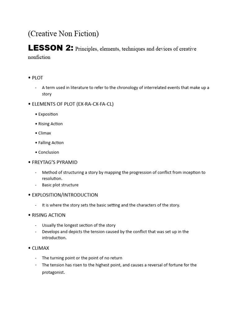 Creative Non Fiction REVIEWER (PRINT) | PDF | Plot (Narrative) | Irony