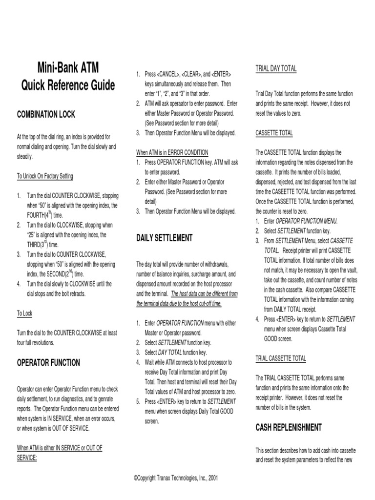 atm_manual | PDF | Automated Teller Machine | Printer (Computing)