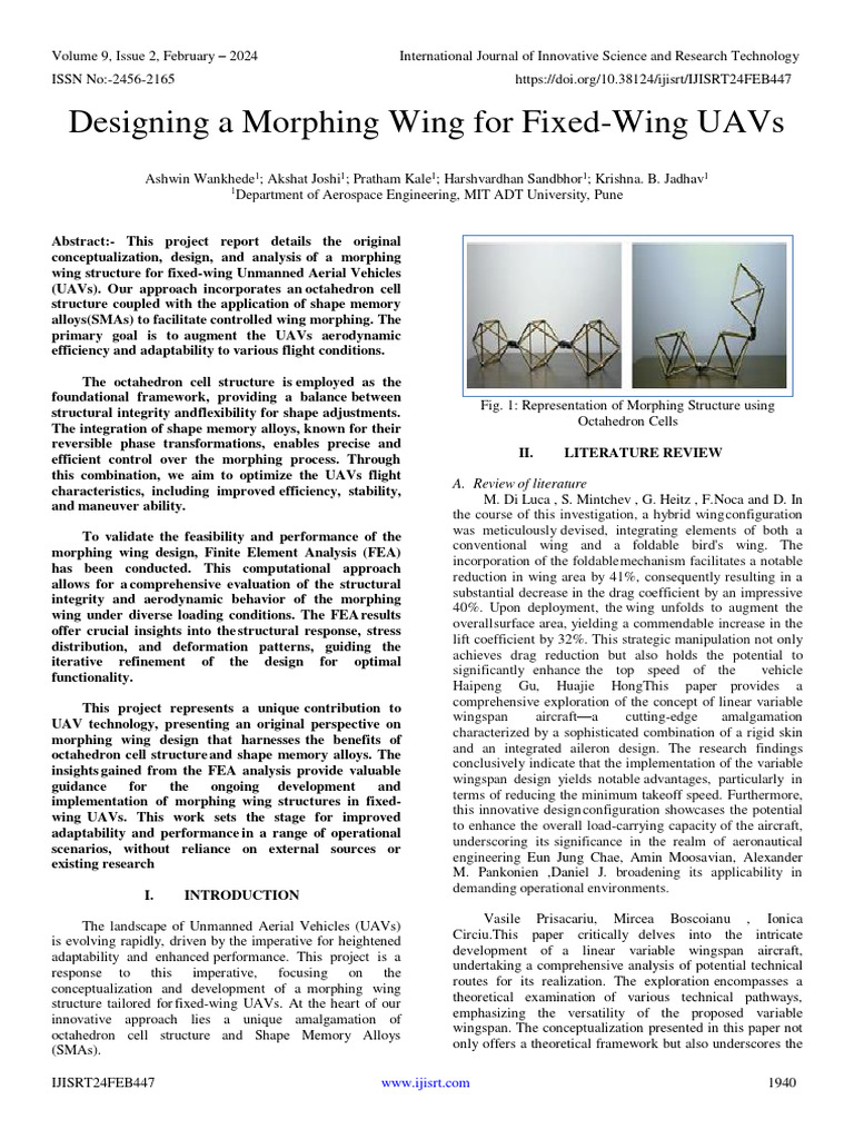 Designing A Morphing Wing For Fixed-Wing UAVs | PDF