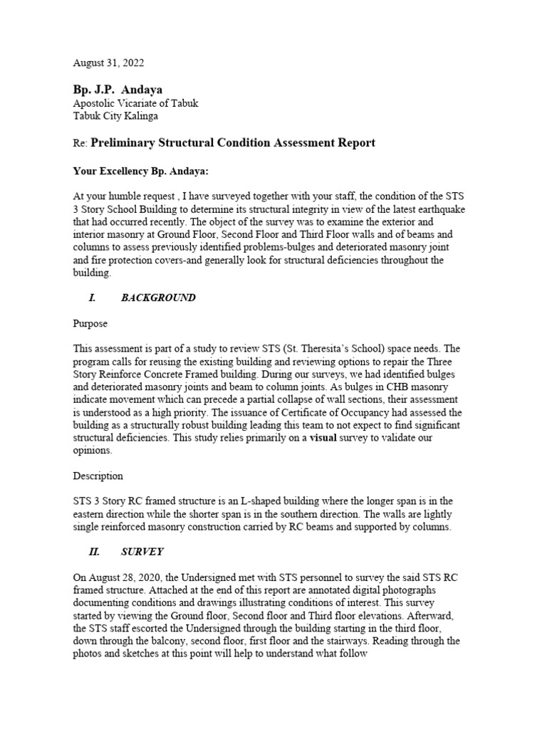 STS School Building Structural Assessment | PDF | Concrete | Wall