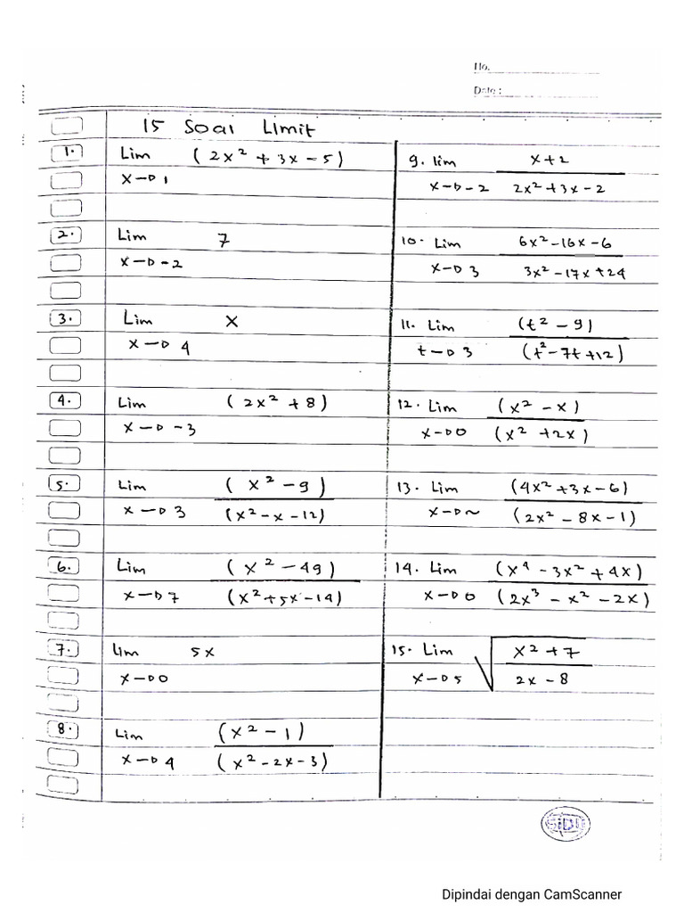 Soal Limit Dan Turunan XI | PDF