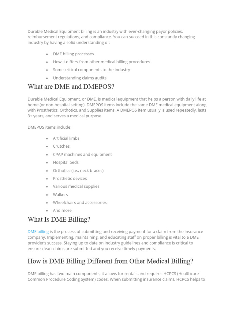DME Billing | PDF | Medical Device | Audit