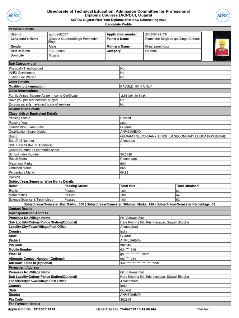 Application for Diploma Course | PDF | Diploma | Educational Stages