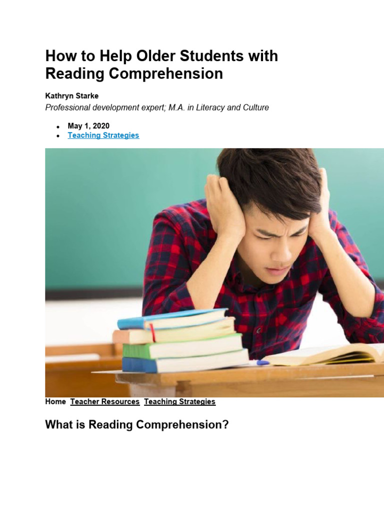 How To Help Older Students With Reading Comprehension | PDF | Reading ...