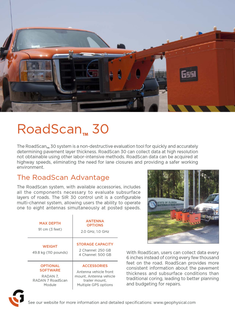 GSSI RoadScan30 Brochure | PDF | Road | Road Surface