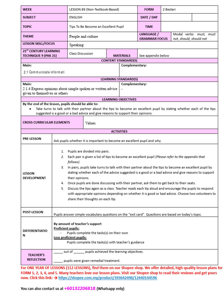 Latest Form 2 Lesson Plan (Cefr/kssm English Daily Lesson Plan) RPH ... Latest Form 2 Lesson Plan (Cefr/kssm English Daily Lesson Plan) RPH ...