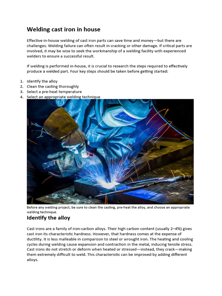 In-House Cast Iron Welding Guide | PDF | Construction | Welding