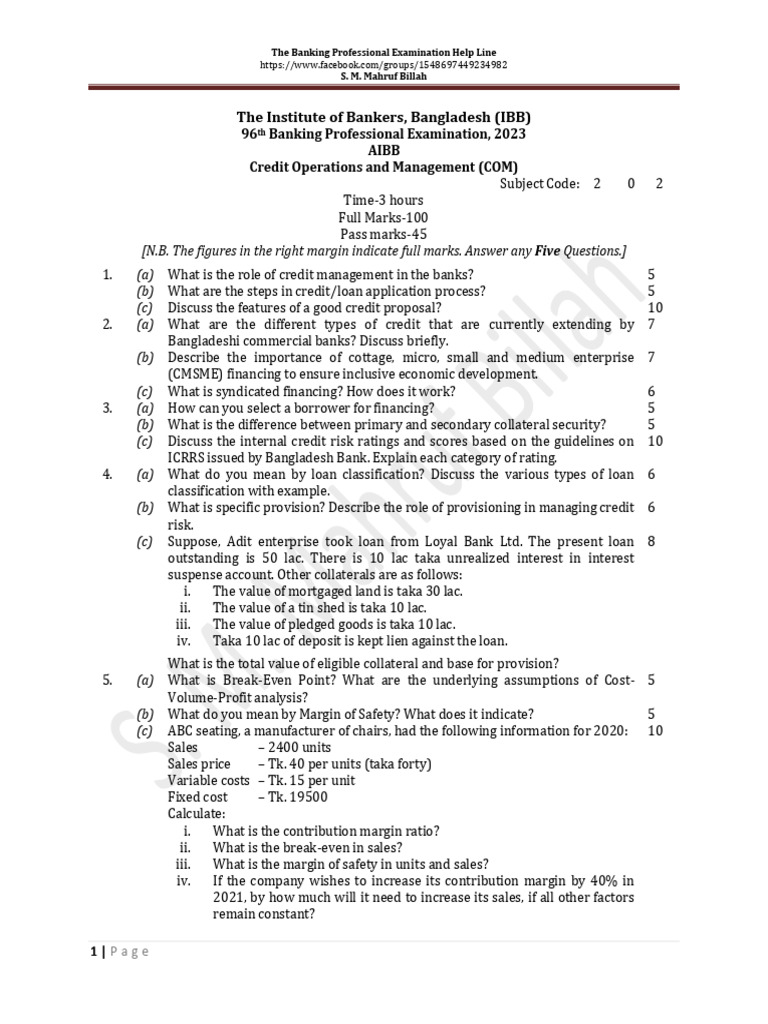 AIBB Credit Operations Exam Insights | PDF | Syndicated Loan | Loans