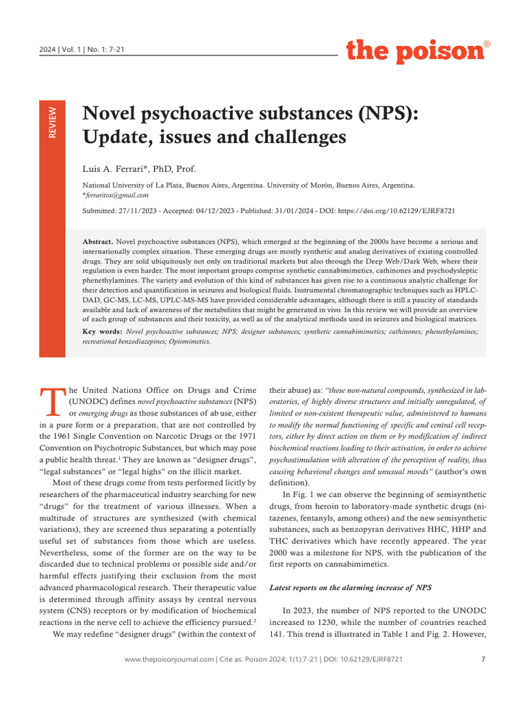 Novel Psychoactive Substances (NPS) | PDF | Mdma | Gas Chromatography–Mass Spectrometry
