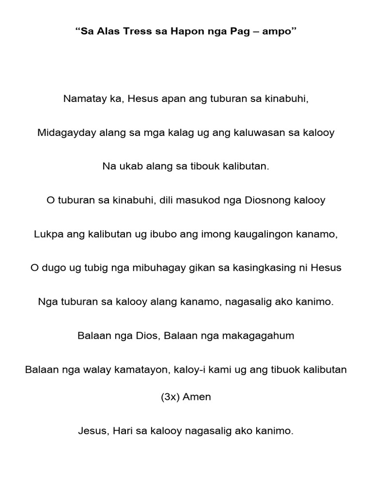 Sa Alas Tress Sa Hapon Nga Pag-Ampo | PDF