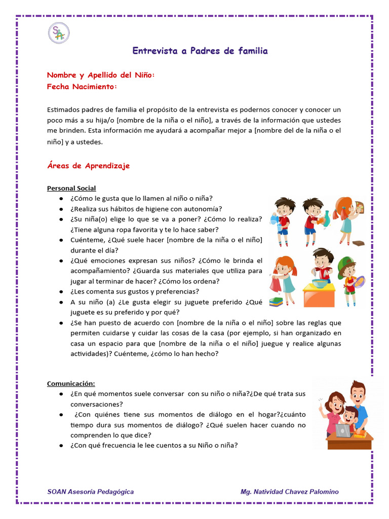 Entrevista A Padres de Familia 2024 | PDF | Juguetes | Cognición