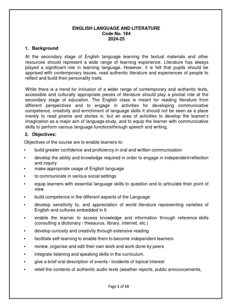 English LL 2024-25 | PDF | Fluency | Reading Comprehension