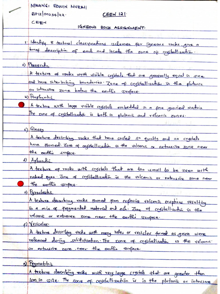 Igneous Rock Assignment | PDF