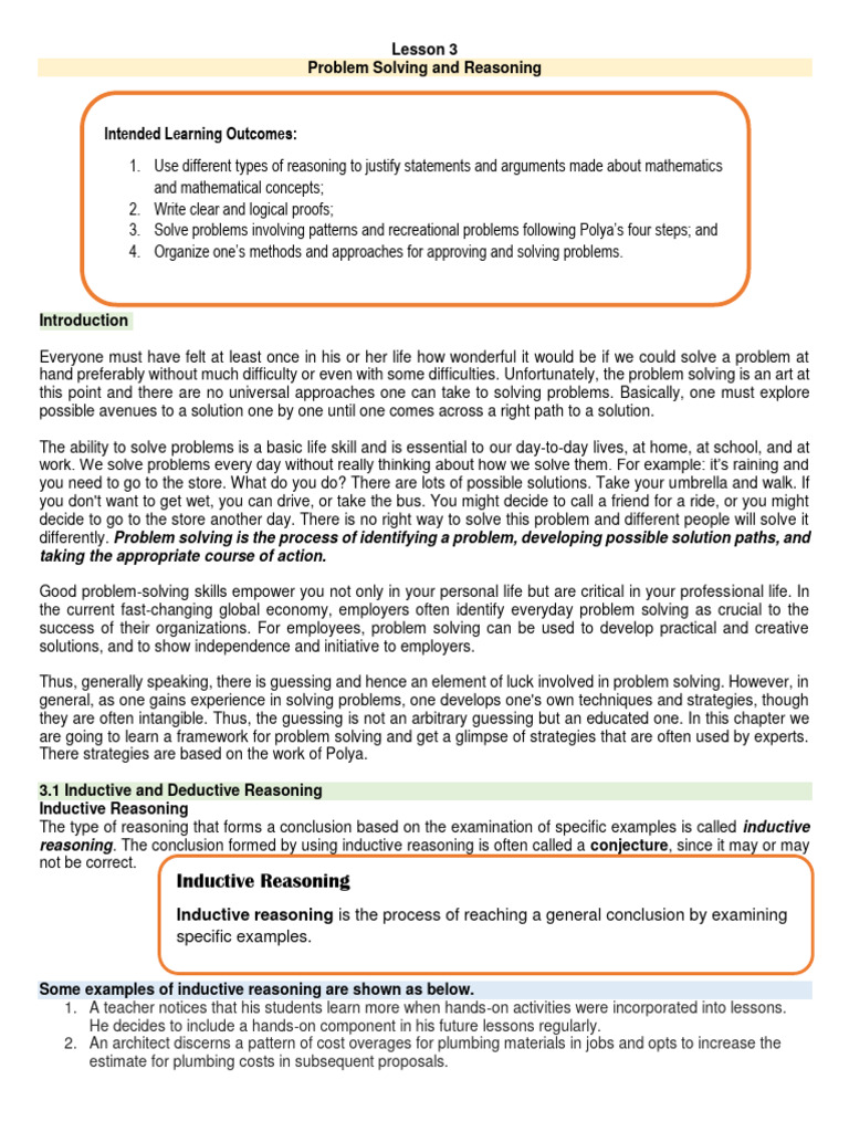 3 Lesson 3 GEC MMW Math in The Modern World | Download Free PDF | Inductive Reasoning | Reason