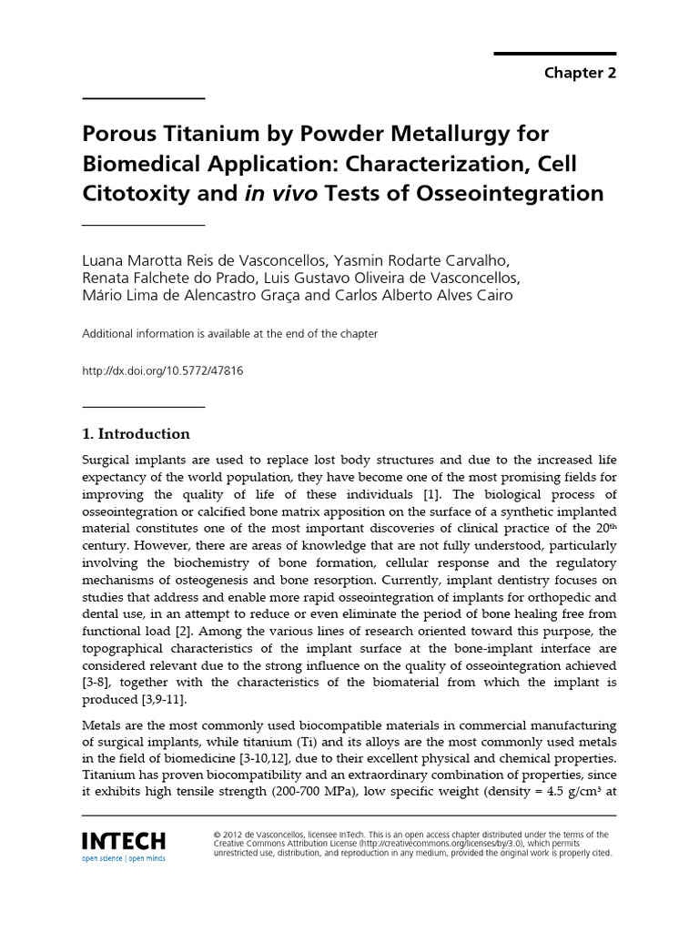 Porous Titanium by Powder Metallurgy | PDF | Titanium | Porosity